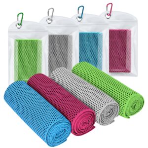 tagefa pack of 4 cooling towels 40" x 12" with carrying pouch, cold sport towels, soft breathable, quick cool towel, for bowling, yoga, travel, camping, golf, football, hiking, outdoor work