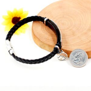 Uloveido Braided Leather Bracelet Engraved Faith Small AS A Mustard Seed Can Move Mountains Matthew 17:20 (Round Mountain Seed)