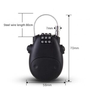 Froiny Retractable Cable Lock Mini Lock Number Padlock Luggage Locks with Cable for Suitcases Bike Snowboard Stroller