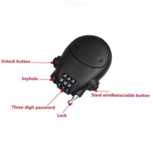 Froiny Retractable Cable Lock Mini Lock Number Padlock Luggage Locks with Cable for Suitcases Bike Snowboard Stroller