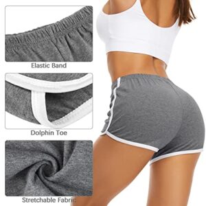 URATOT Cotton Sports Shorts Women Summer Breathable Pants Dolphin Workout Shorts for Yoga Cycling Hiking, Pack of 7