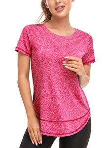 abrooical running shirts women yoga loose fit workout tees for women short sleeve sports tops red xx-large