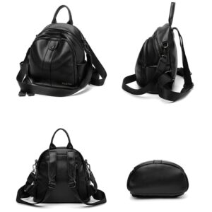 Mn&Sue Black Backpack Purse for Women Small Size Leather Backpack Fashion Shoulder Bags Rucksack (Style - A)