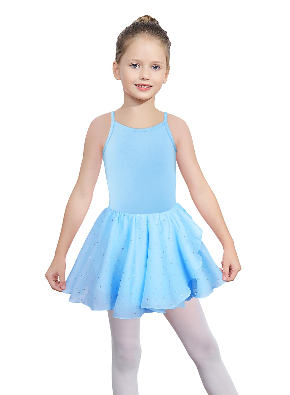 EQSJIU Ballet Costumes For Girls Toddler Dance 2t 3t 18-24 Months Leotards With Skirts Tutu Outfits Bodysuits Light Royal Blue