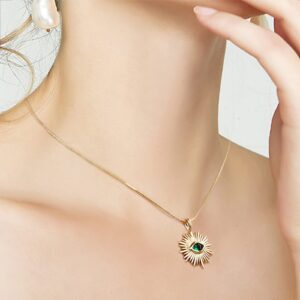 OXOXEYE Evil Eye Necklace Dainty Gold Necklace for Women 18K Gold Plated Necklace Cute CZ Eye Sun Ray Pendant Necklace