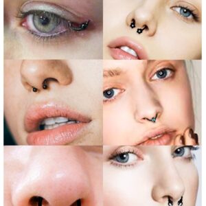 Yaalozei 16G Septum Rings Jewelry Stainless Surgical Steel Opal Flower Black Moon Septum Nose Lip Ring Hoop Earring Clicker Horseshoe Barbell Smiley Piercing Jewelry for Men Women 8mm 10mm 12mm 14mm