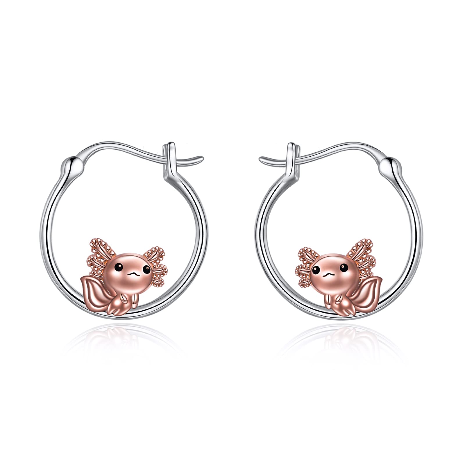 TIGER RIDER Axolotl Hoop Earrings for Women 925 Sterling Silver Axolotl Jewelry