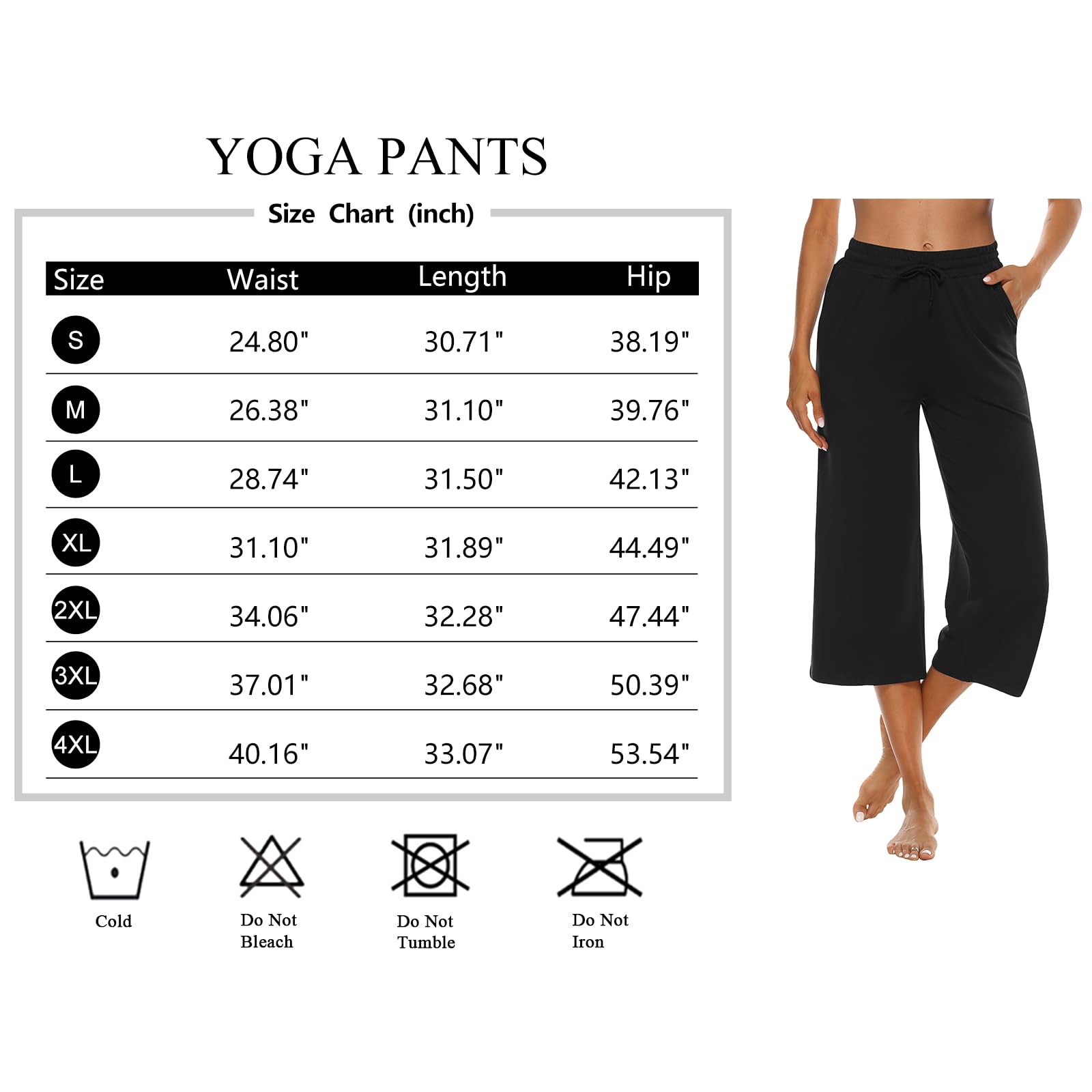 OYANUS Capris for Women Casual Summer Loose Comfy Drawstring Wide Leg Capri Pants with Pockets White-3XL