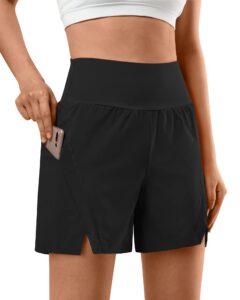 g4free athletic running shorts for women lightweight quick dry workout gym shorts with pockets 5" (black, xxl)