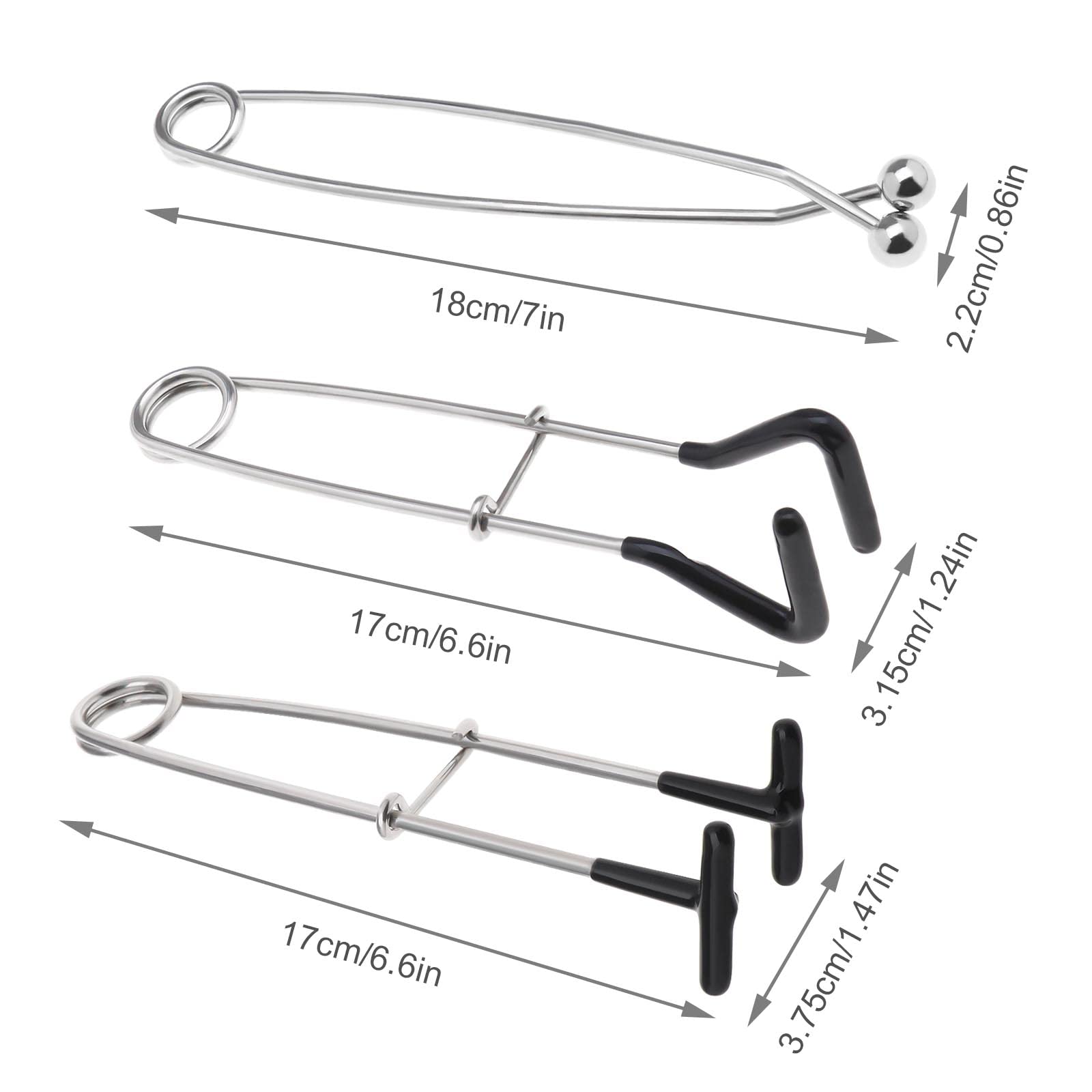 Set of 3 Fish Mouth Spreader Stainless Steel Fish Mouth Hook Remover Jaw Retractor Spring Fish Mouth Opener Fishing Accessories, SP|624