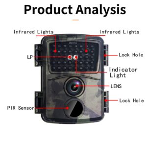 Ramnnycetus 1080P 12MP Trail Camera, 0.8s Trigger Motion Latest Sensor View Hunting Camera with 38 IR LEDs and IP54 Waterproof Trail Game Camera for Scounting&Hunting Animal Detection