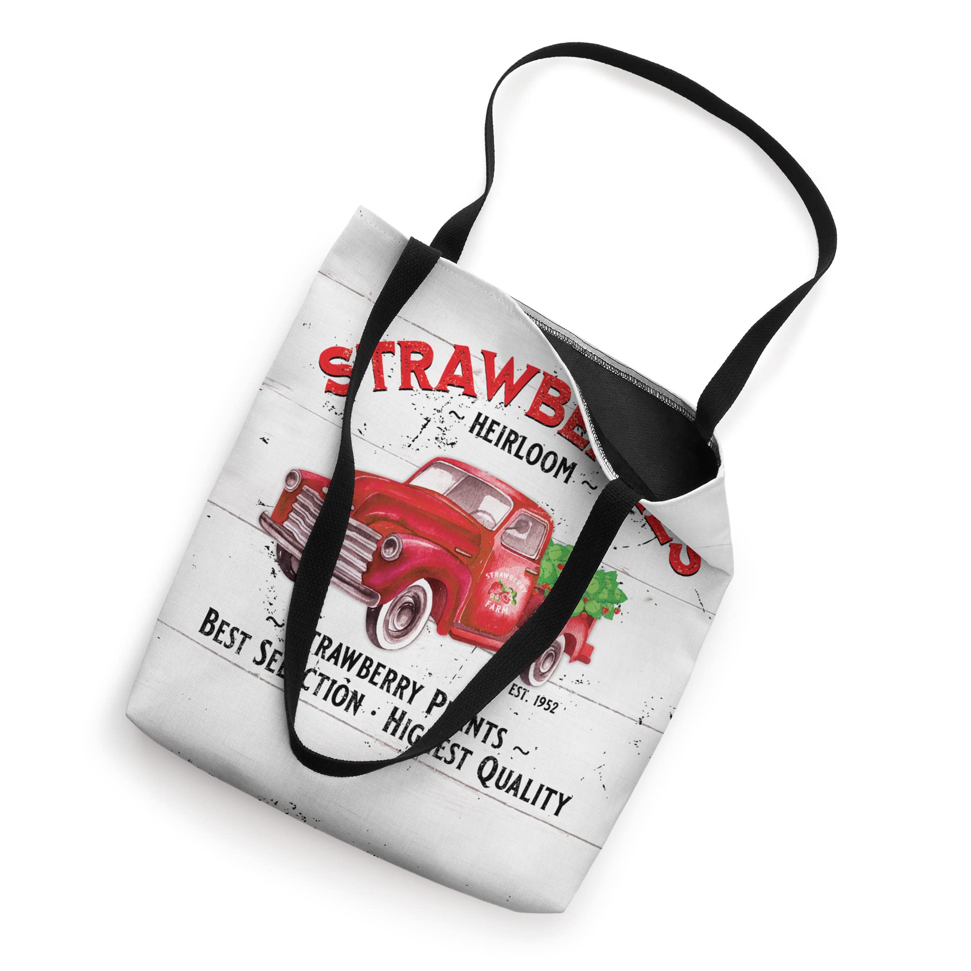 Strawberry Farm Farmhouse Strawberries Old Red Farm Truck Tote Bag