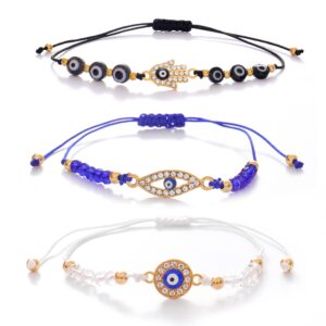 BONITTER Evil Eye Bracelets Mexican Handmand String Kabbalah Mal de ojo Protection Bracelets Gift For Women Men