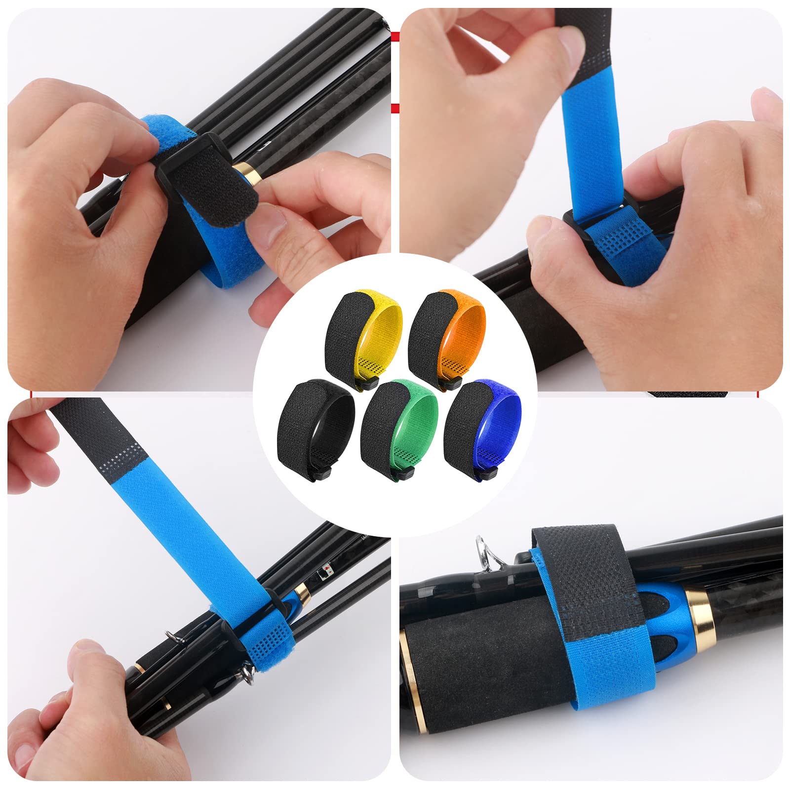 25pcs Fishing Rod Belts Ties Spinning Pole Straps Holders Stretchy Fishing Tackle Ties Accessories Fixing Strap Ropes for Fly, Spinning, Casting Rod