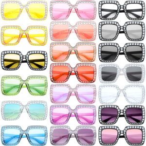 chumia 20 pairs rhinestone sunglasses bling crystal sunglasses 70s glitter disco glasses retro sunglasses for women girls(multicolor)