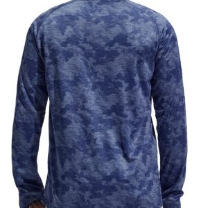 MIER Men's Long Sleeve Camouflage Shirts UV Protection Fishing Hiking Camo T-Shirts with Thumbholes Dry Fit, Ocean Blue, M