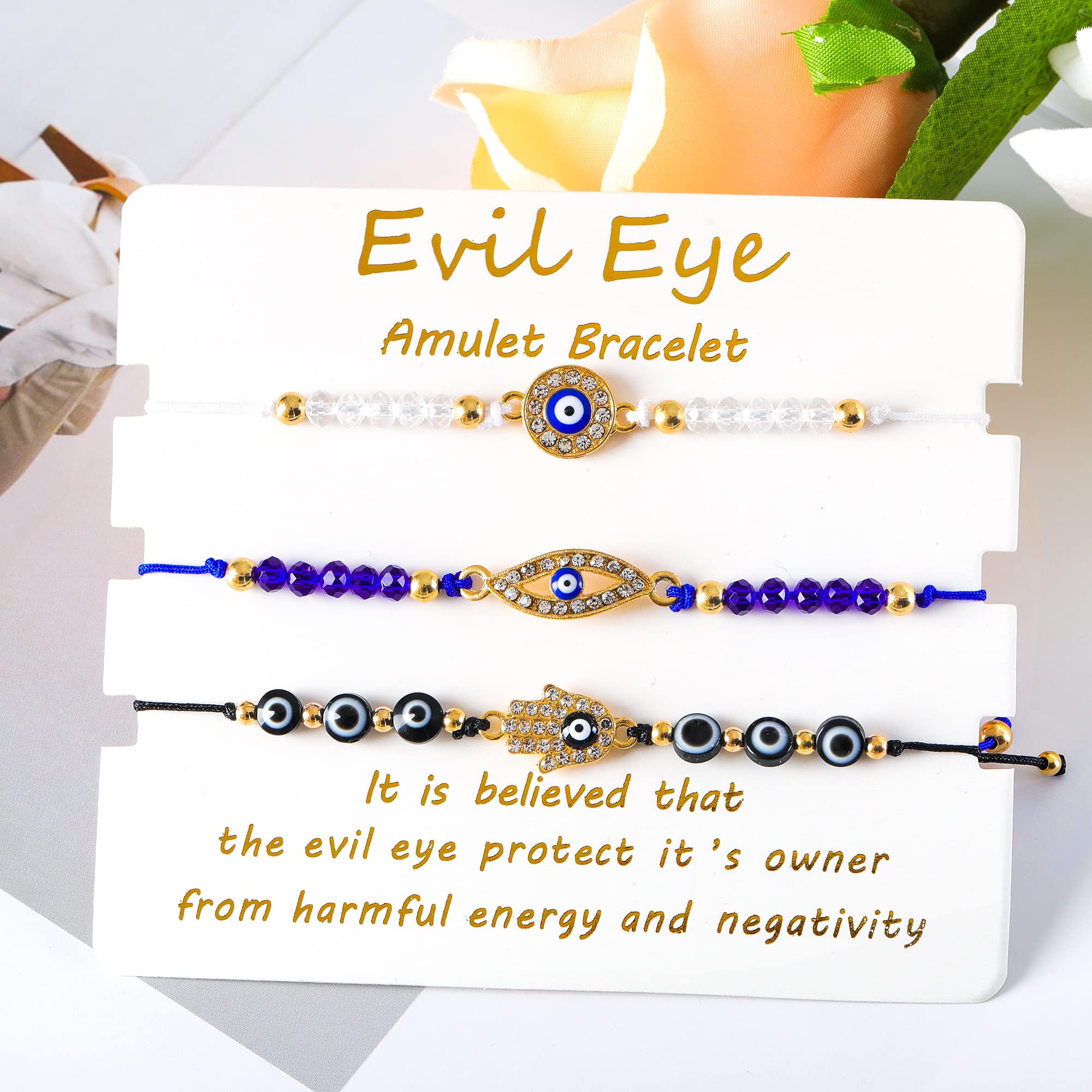 BONITTER Evil Eye Bracelets Mexican Handmand String Kabbalah Mal de ojo Protection Bracelets Gift For Women Men