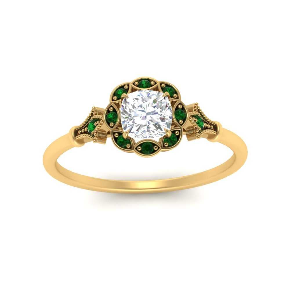 Birthday Gifts for 14 Year Old Friend Birthday Gifts Cocktail Rings for Women Jewelry Wedding Dress Matching Ring Diamond Ring Yellow Gold Plated Created Emerald Cushion Shape Size 9