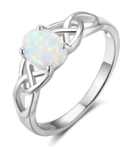 hukqbunx 925 sterling silver oval moonstone celtic trinity diamond inlaid women's personalized gem ring size 6-10 (size 10)