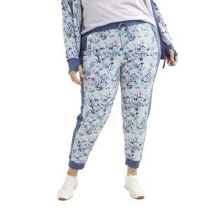 vera bradley women's active french terry color-blocked jogger pants with pockets (extended size range), fresh-cut bouquet, xxxlarge