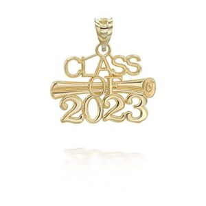 polished 10k yellow gold diploma charm class of 2023 graduation pendant