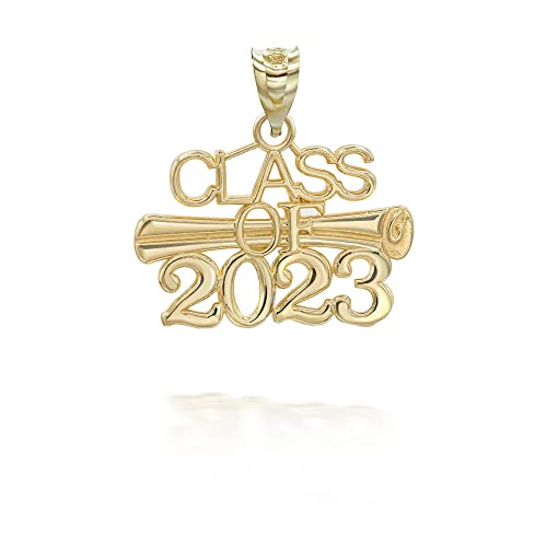 Polished 10k Yellow Gold Diploma Charm Class of 2023 Graduation Pendant