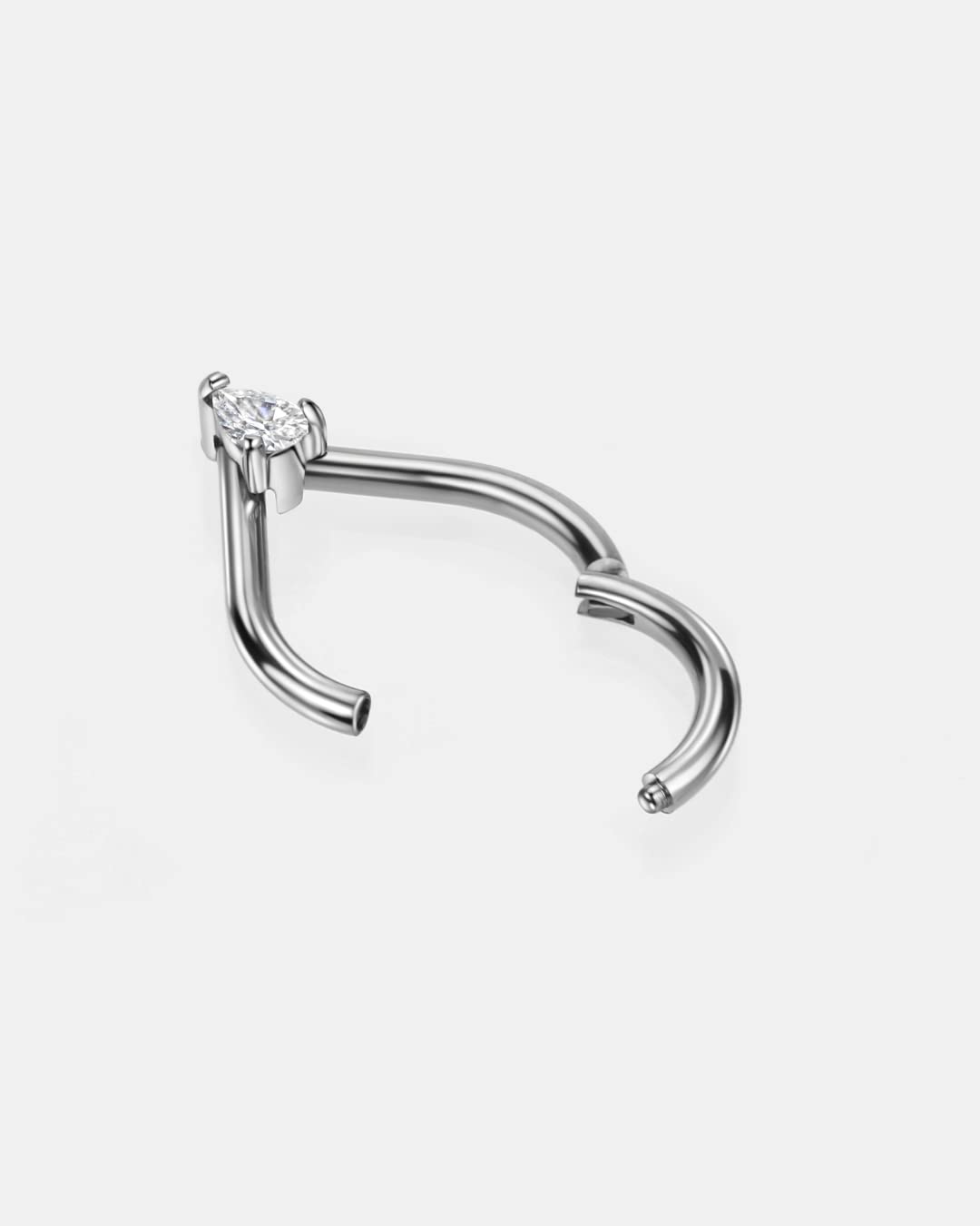 FANSING Titanium Septum Rings for Women 16 Gauge Septum Clicker Clear Cubic Zirconia Septum Piercing Rings 16g Septum Jewelry 8mm Teardrop Septum Ring Hoop