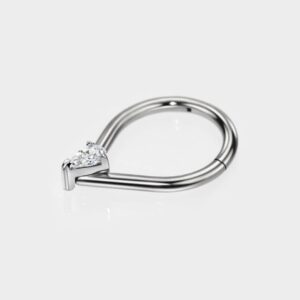 FANSING Titanium Septum Rings for Women 16 Gauge Septum Clicker Clear Cubic Zirconia Septum Piercing Rings 16g Septum Jewelry 8mm Teardrop Septum Ring Hoop