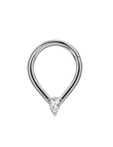 fansing titanium septum rings for women 16 gauge septum clicker clear cubic zirconia septum piercing rings 16g septum jewelry 8mm teardrop septum ring hoop