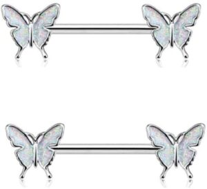 2022 charm butterfly nipple barbell 14g colorful charming nipple piercing animals jewelry nipple ring bar body piercing jewelry for women -style 1