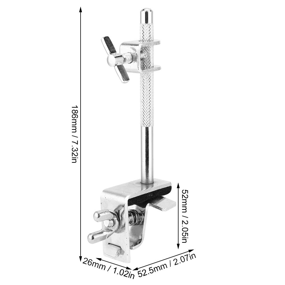 Cowbell Clamp, Drum Jazz Mounting Bracket Drummer Hoop Mounted Clamping Jaws Adjustable Height Angle Rod Arm Standard Holder Kit Tambourine Bass Set Percussion Musical Instrument Accessories Up Down