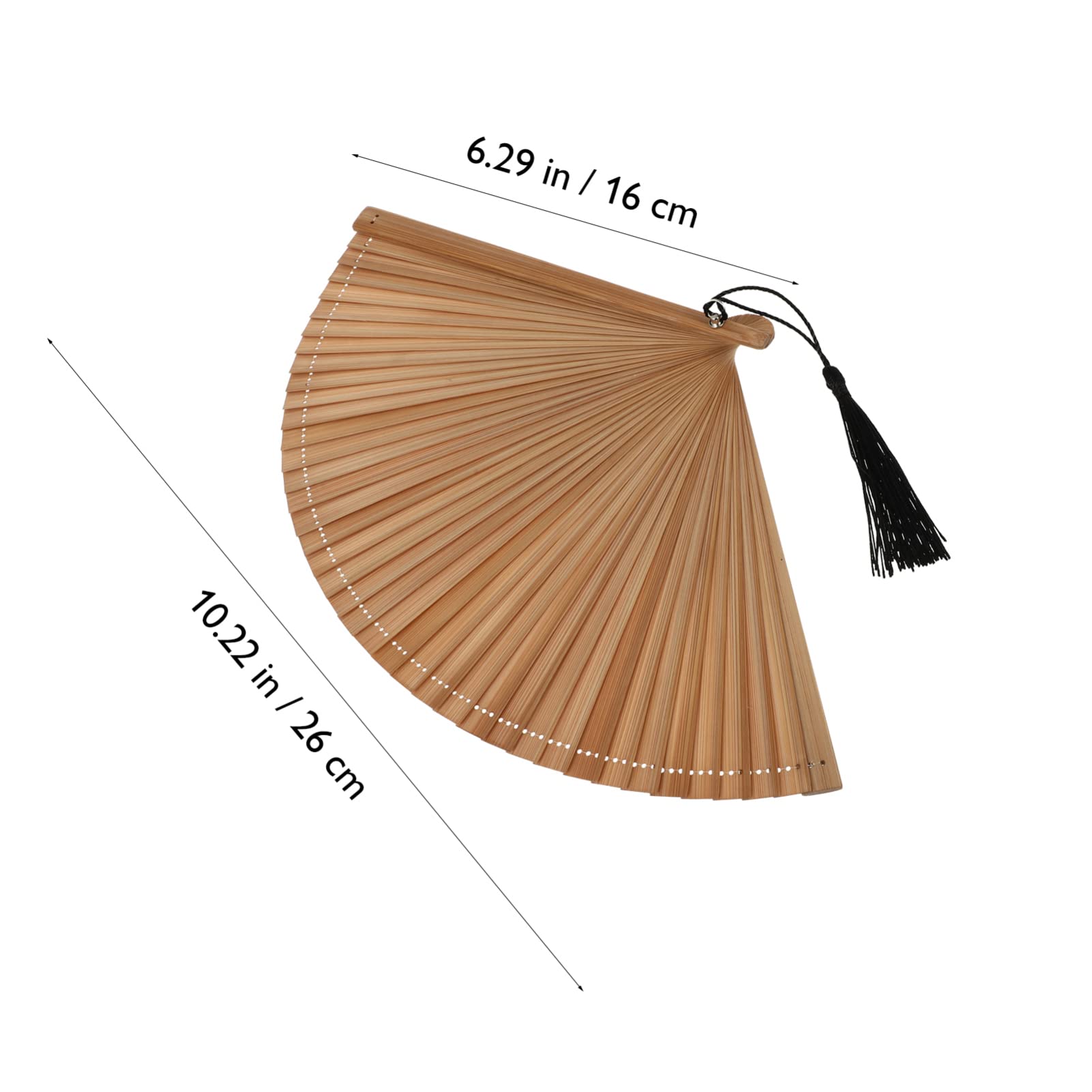 Gadpiparty Fan Handheld Paper Dancers Folding Big de Mano Blank Writing Paper Wedding Decoration Fringe Trim Wooden Decor Hand Decor Bamboo Decor Black Bamboo Cloth Tassel