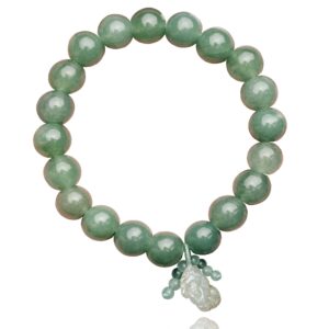 crystal force fengshui wealth natural jade bracelet with pixiu/flower charm, lucky jade bead bracelet, gemstone friendship bracelet, healing anxiety real green jade bangle for men women