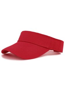 womens visor hats unisex sun visor cotton twill adjustable sun caps summer uv protection hat for sports red one size