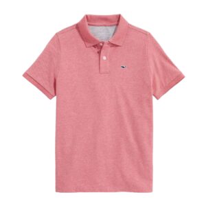 vineyard vines boys' edgartown short sleeve pique polo, lobster reef, medium