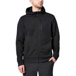 mondetta men's full zip hooded active jacket (small, black)