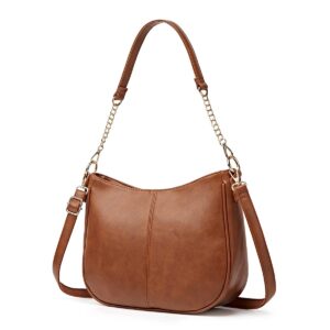 ashioup hobo crossbody bags for women trendy shoulder purses pu retro handbag with 2 types shoulder straps