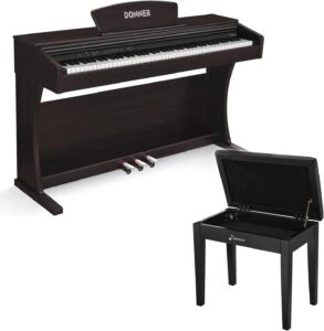 donner ddp-300 digital piano + black piano bench with storage