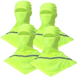 4 pcs summer balaclava sun protection full face balaclava with reflective strip cooling breathable long neck covers (neon yellow)