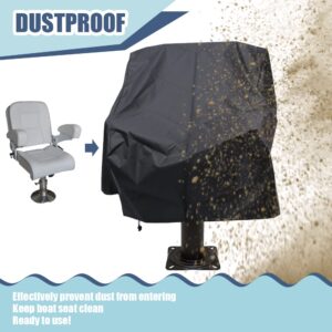 Gicov Boat Seat Cover 2 Pack Waterproof Captain Chair Cover Weather Resistant Pedestal Pontoon Captain Boat Bench Chair Seat Cover Helm Chair Protective Cover Black