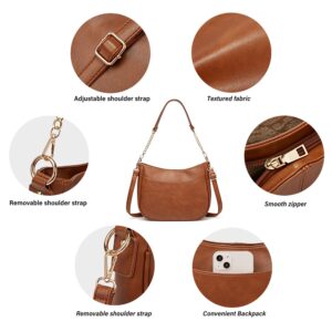 Ashioup Hobo Crossbody Bags for Women Trendy Shoulder Purses PU Retro Handbag with 2 Types Shoulder Straps