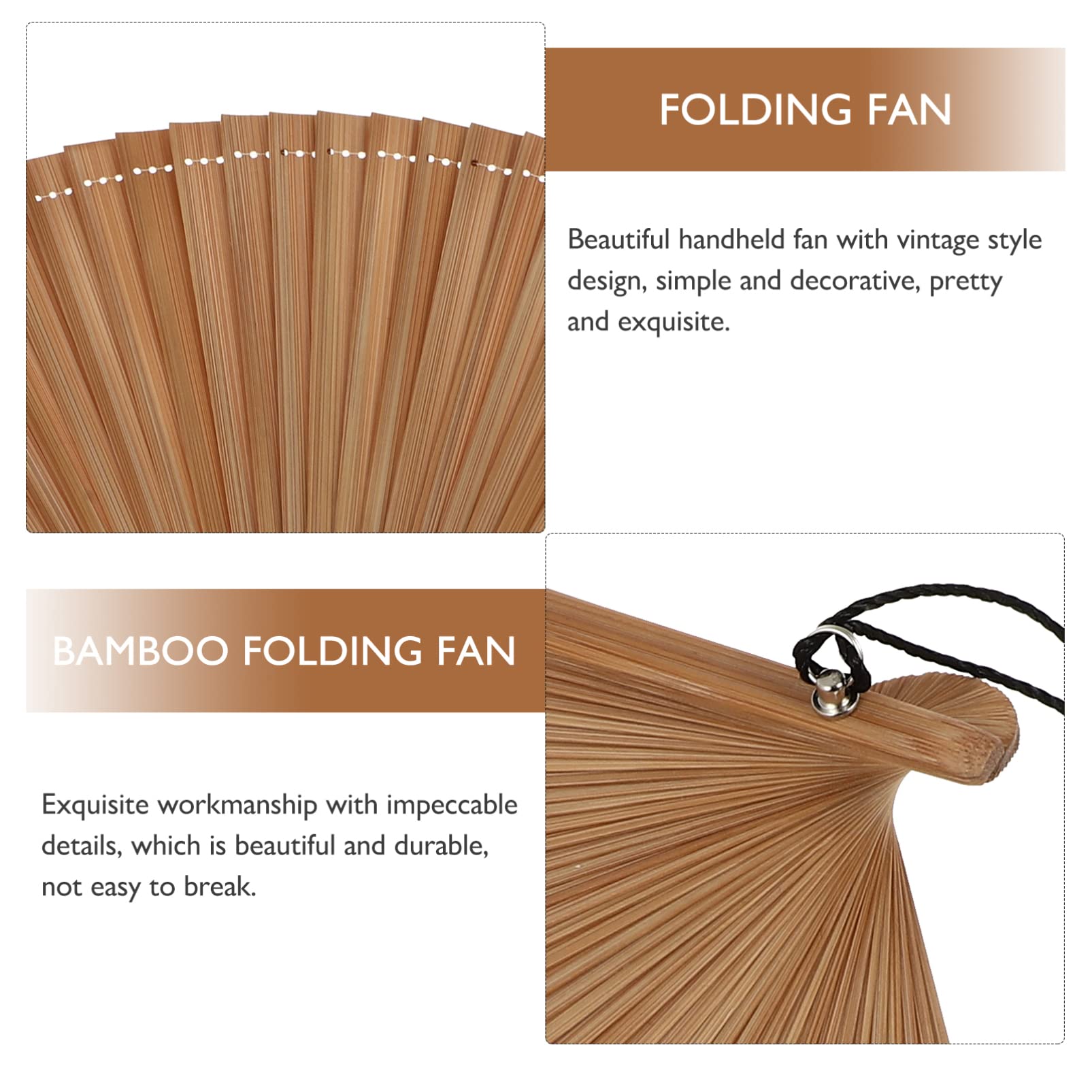 Gadpiparty Fan Handheld Paper Dancers Folding Big de Mano Blank Writing Paper Wedding Decoration Fringe Trim Wooden Decor Hand Decor Bamboo Decor Black Bamboo Cloth Tassel