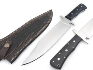 nooraki - 15" handmade full tang hunting knife with leather sheath, multipurpose bowie knife with micarta handle for everyday carry, outdoor camping and hunting