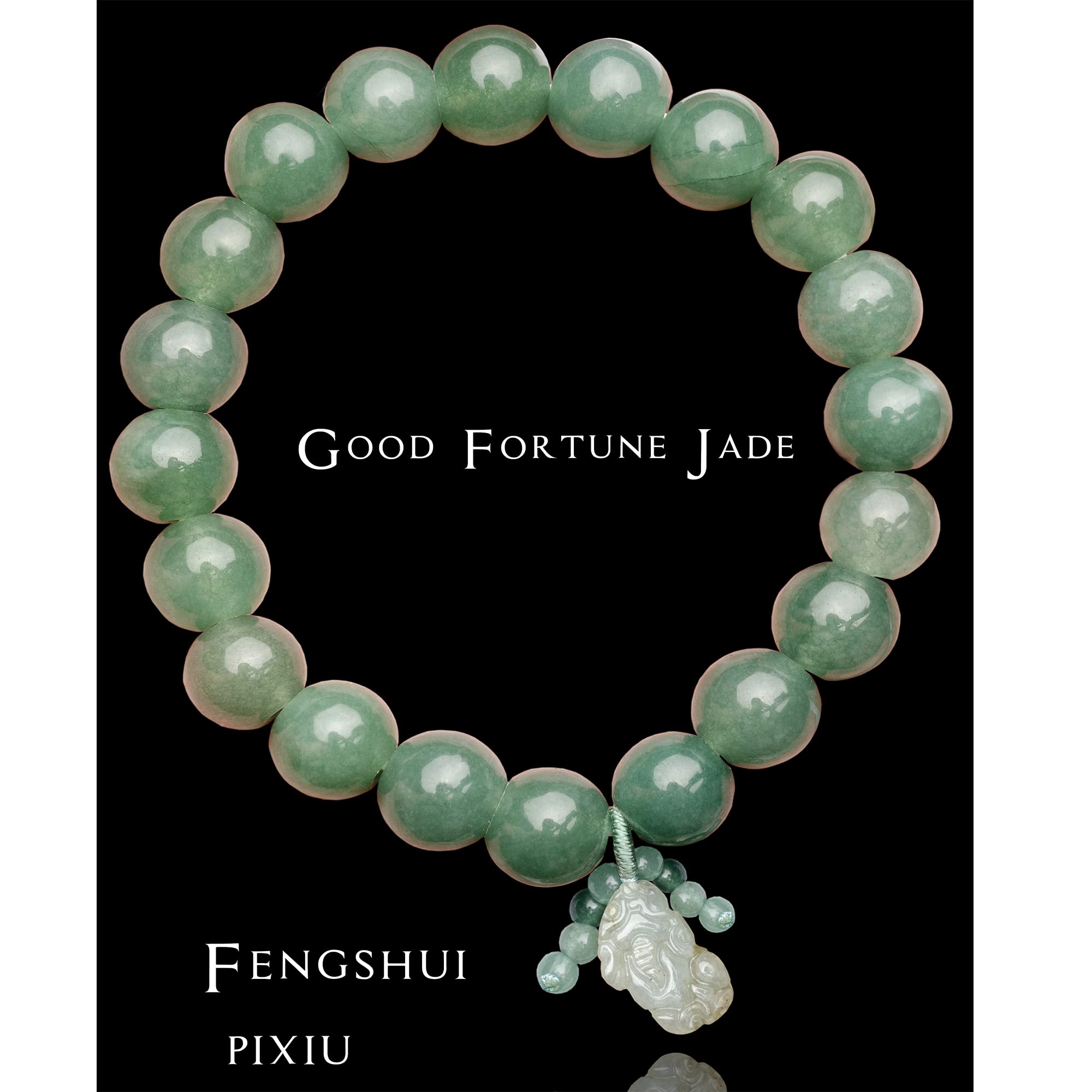 Crystal Force Fengshui Wealth Natural Jade Bracelet With Pixiu/Flower Charm, Lucky Jade Bead Bracelet, Gemstone Friendship Bracelet, Healing Anxiety Real Green Jade Bangle for Men Women