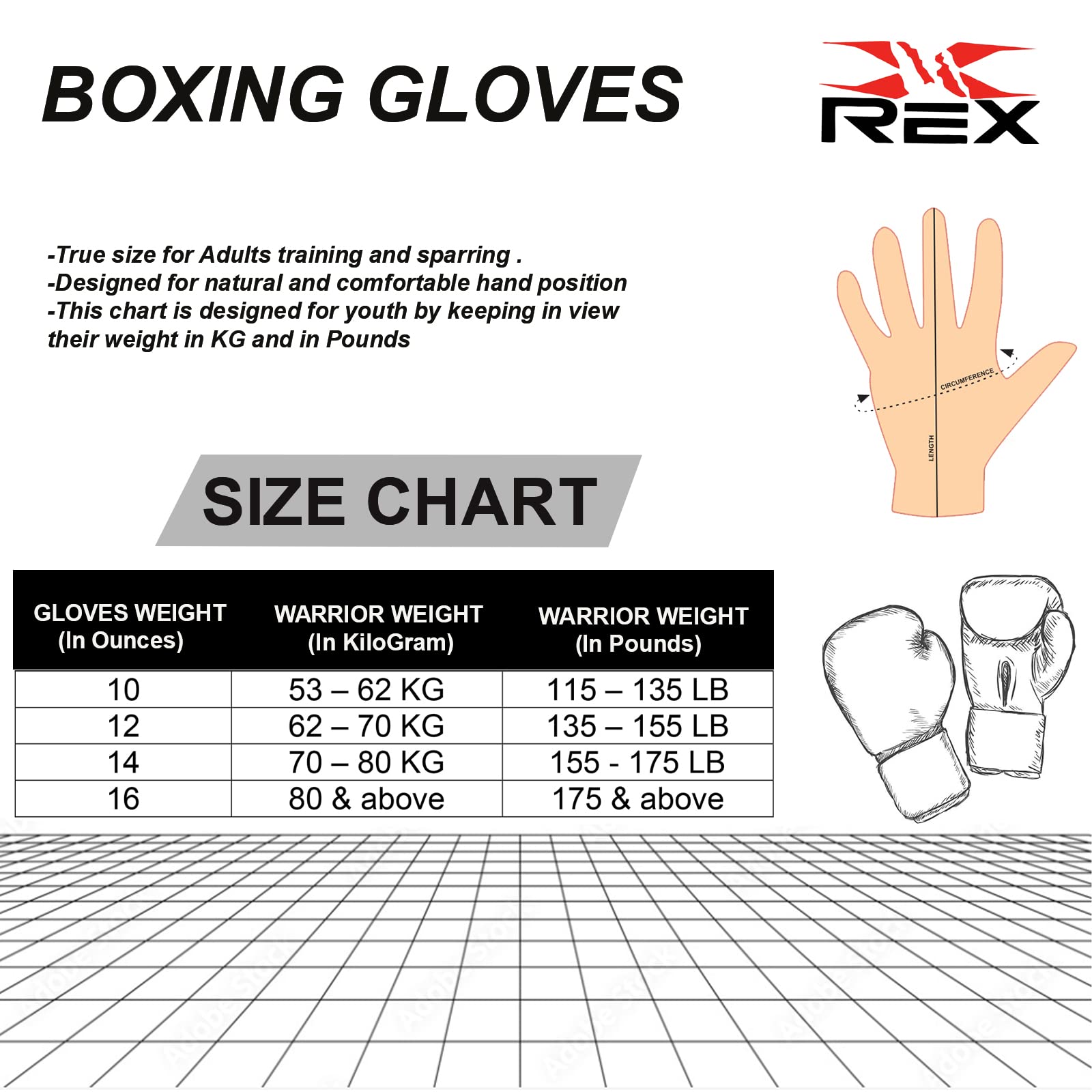 Rex Sports Punching Bag Gloves, Sparring Gloves, Boxing Gloves for Boxers, Boxing Wear Boxing Gloves, Training Gloves Mitts for Sparring, Kickboxing (12oz, Red/Black)