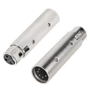 meiriyfa xlr 3 pin female to xlr 5 pin male adapter connector gender changer，anodized aluminum adapter with lock release button（sliver-1pcs