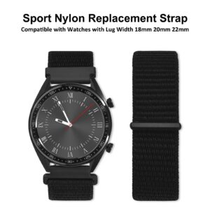 WOCCI 18mm Adjustable Nylon Watch Band, Quick Release Sport Loop Strap (Black)