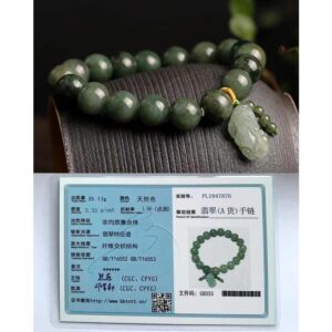 Crystal Force Fengshui Wealth Natural Jade Bracelet With Pixiu/Flower Charm, Lucky Jade Bead Bracelet, Gemstone Friendship Bracelet, Healing Anxiety Real Green Jade Bangle for Men Women