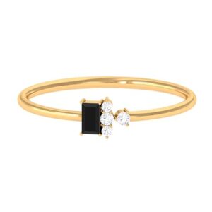 black spinel minimal ring for women, aaa quality, dainty promise engagement ring, 14k yellow gold, size:us 6.50