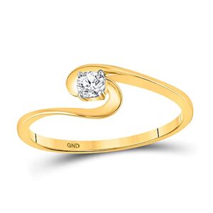 10kt yellow gold womens round diamond round swirl promise ring 1/10 cttw